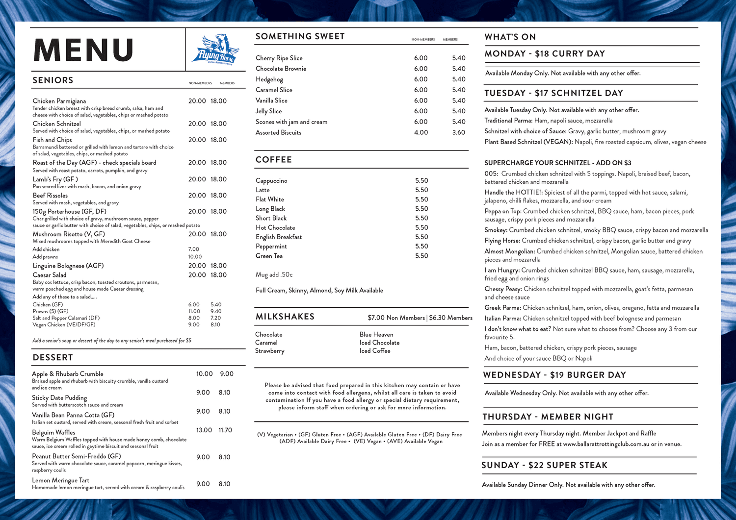 Flying Horse Menu — Ballarat & District Trotting Club Inc.