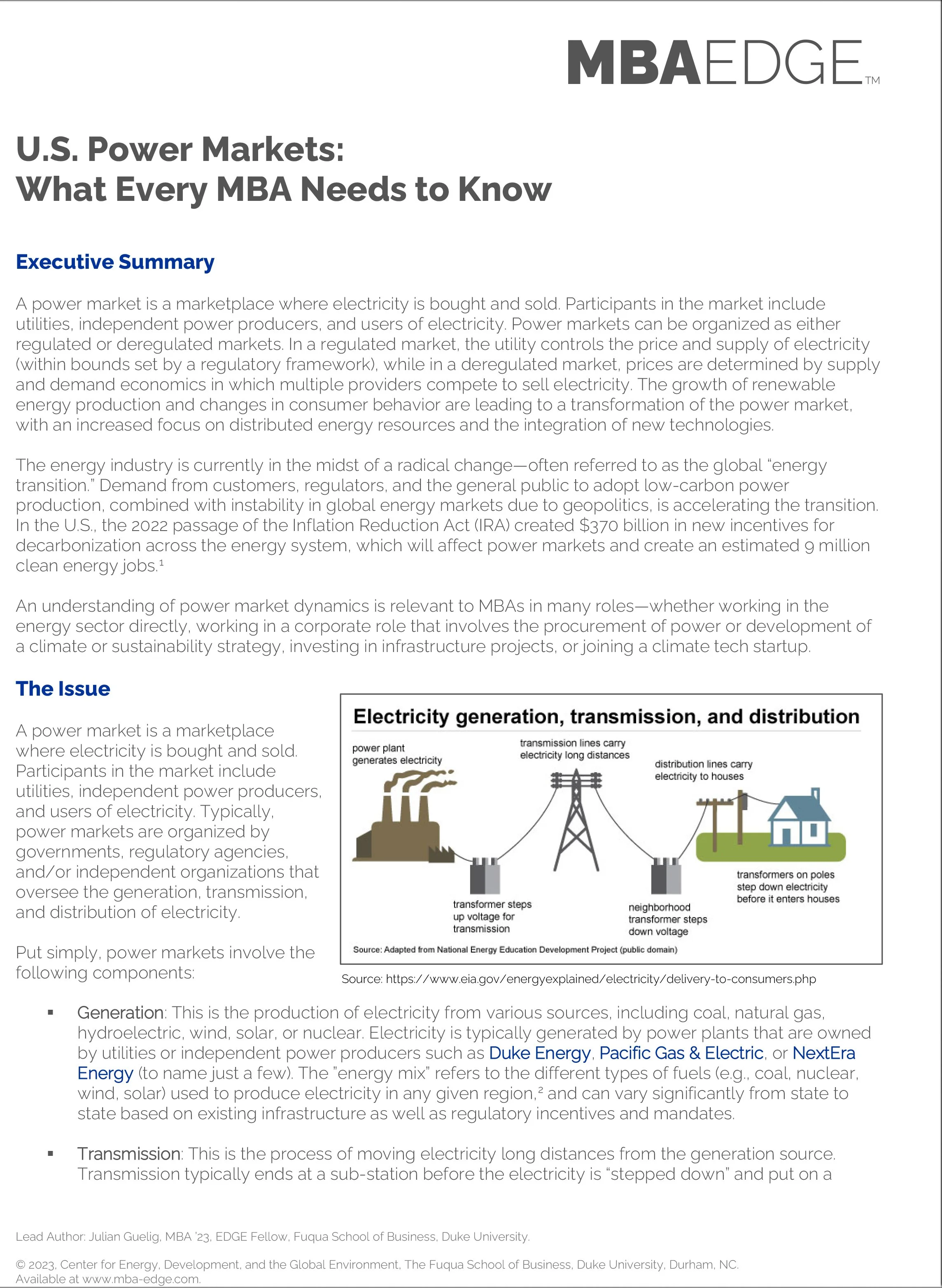 U.S. Power Markets: What Every MBA Needs to Know — MBA EDGE