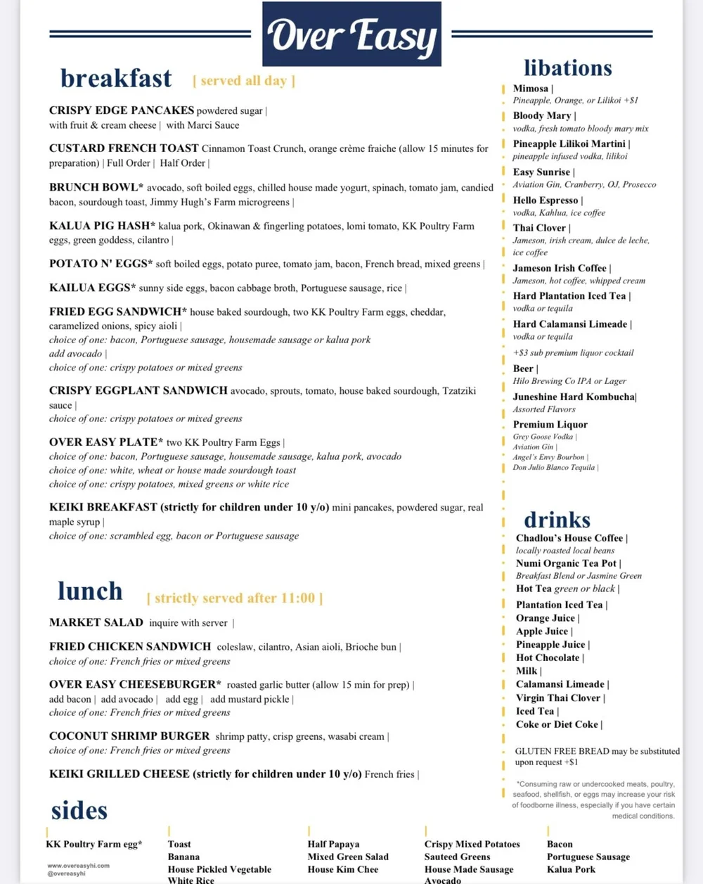 Over Easy — EASY RESTAURANTS