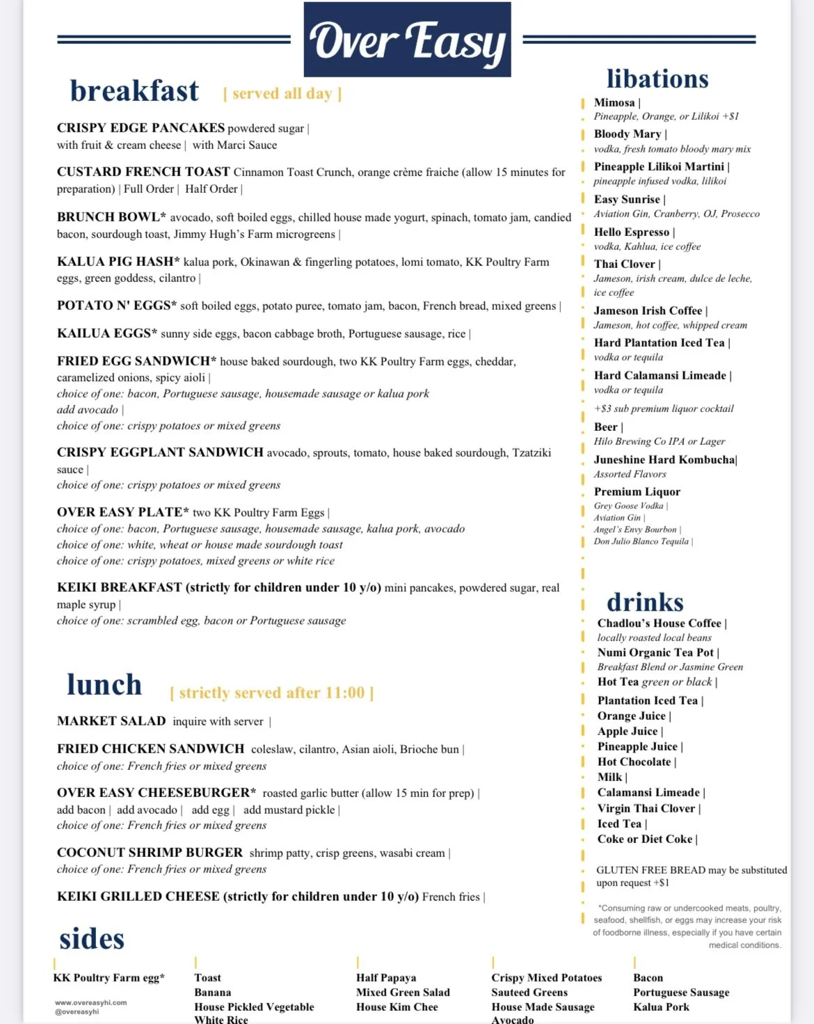 Over Easy — EASY RESTAURANTS