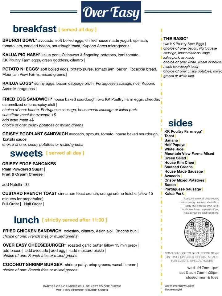 Over Easy — EASY RESTAURANTS