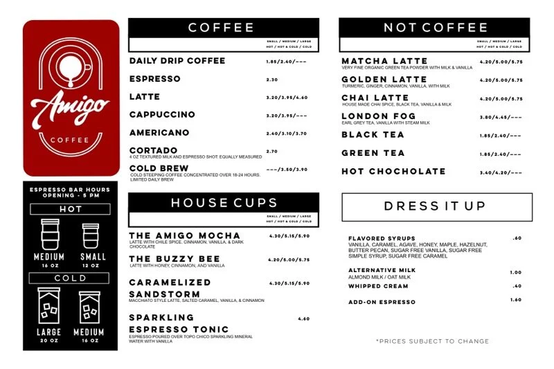Menu — Amigo Cafe