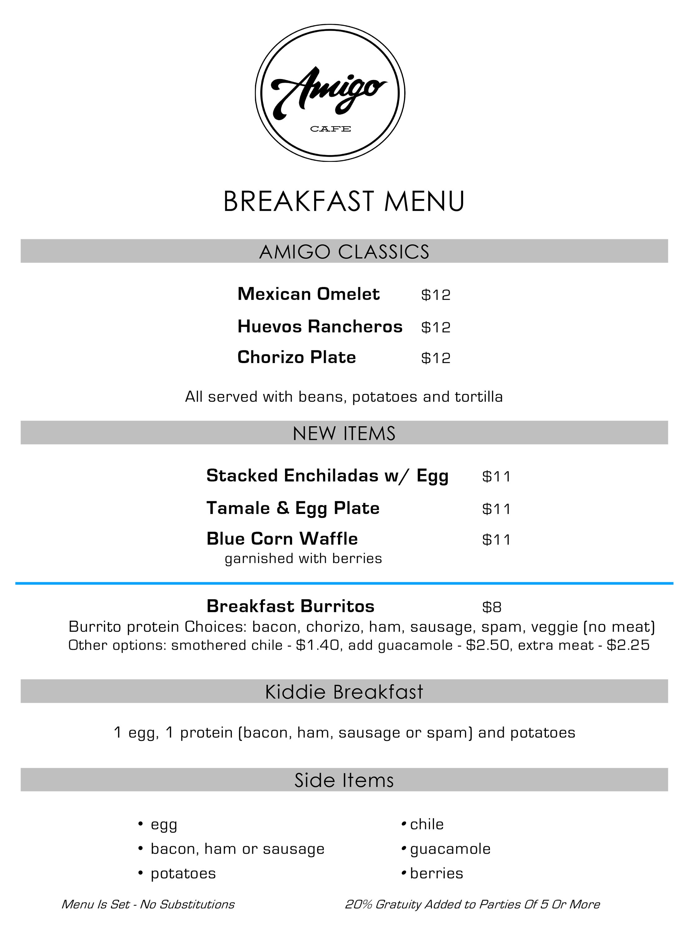 Menu — Amigo Cafe