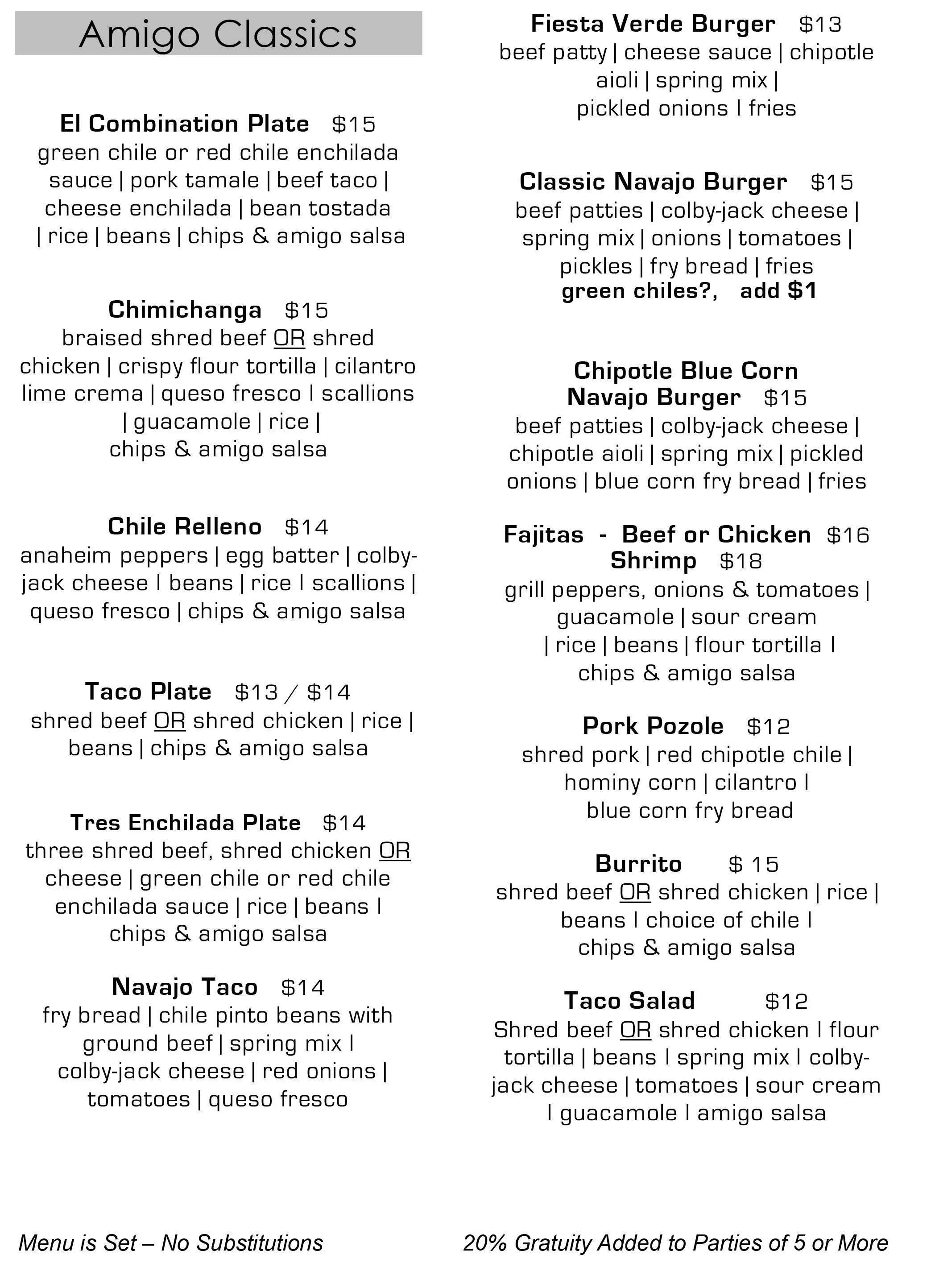 Menu — Amigo Cafe