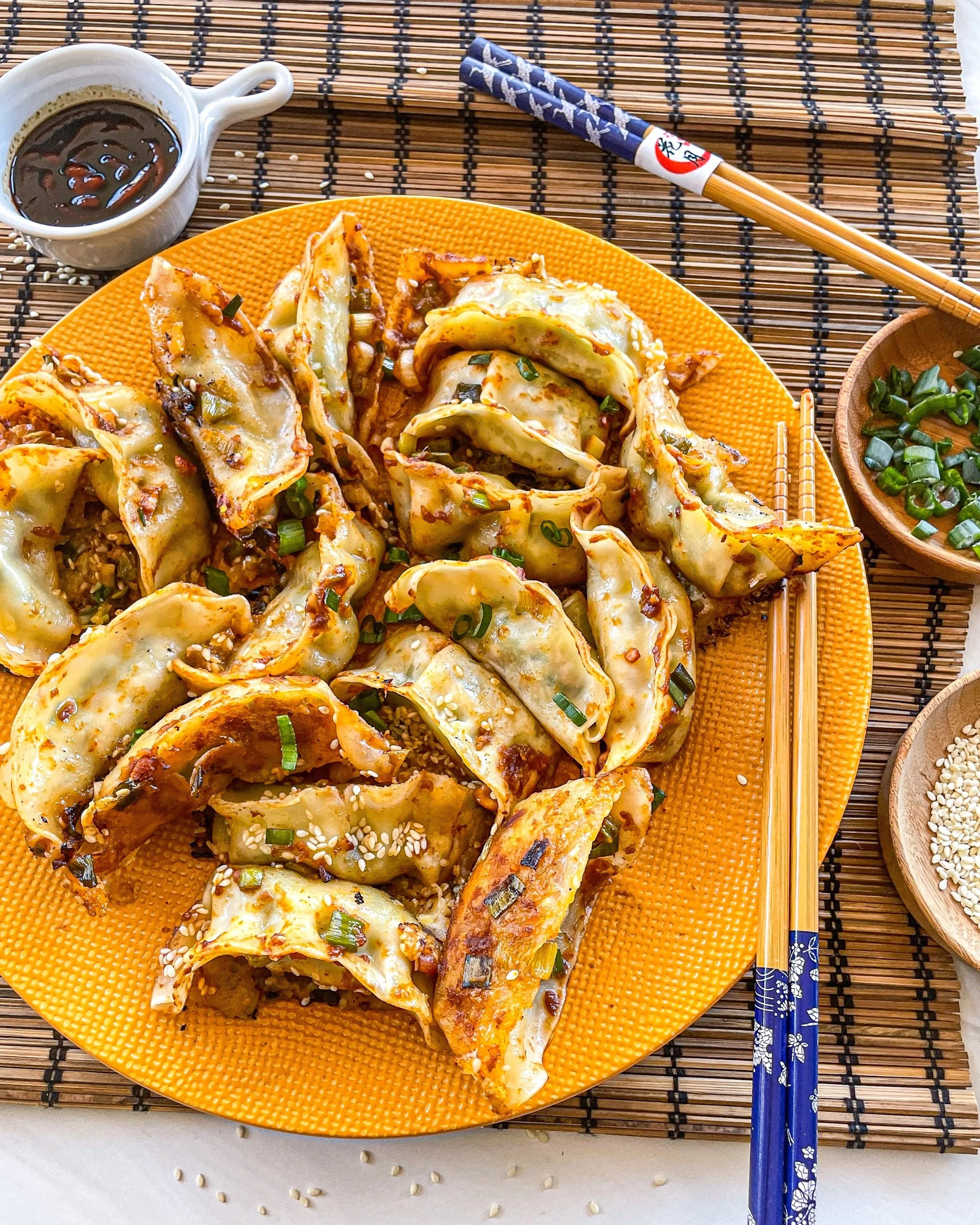 Crispy Bottom Saucy Loaded Dumplings — The Global Vegetarian
