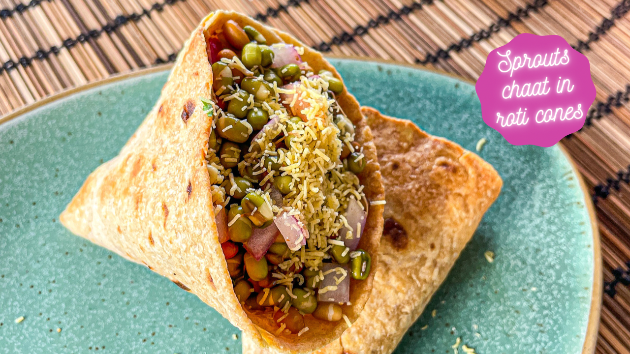 Sprouts Chaat in Roti Cones — The Global Vegetarian