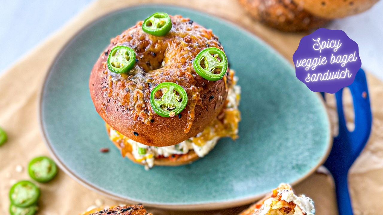 Spicy Veggie Bagel Sandwich — The Global Vegetarian