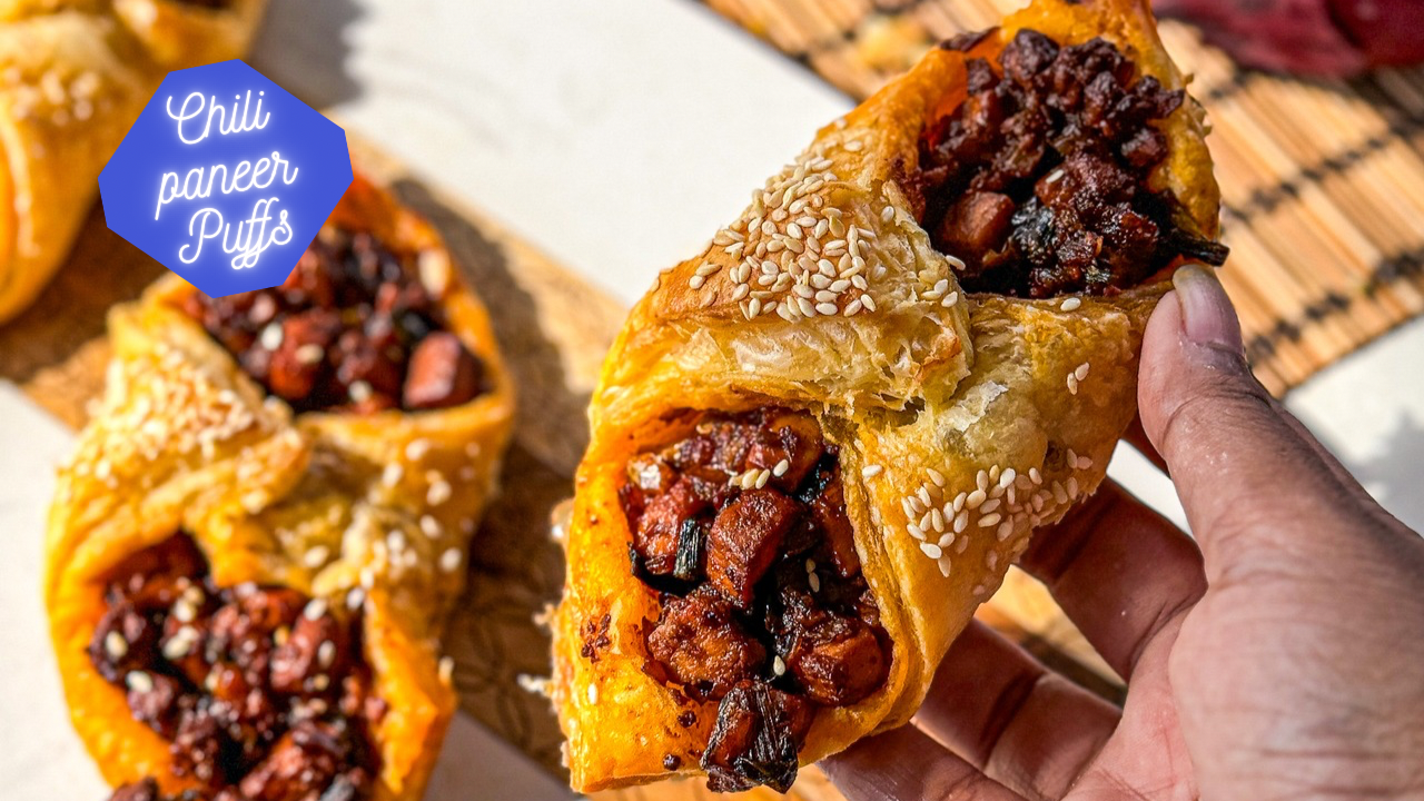 Chili Paneer Puff: An Irresistible Indo-Chinese Vegetarian Puff Pastry ...