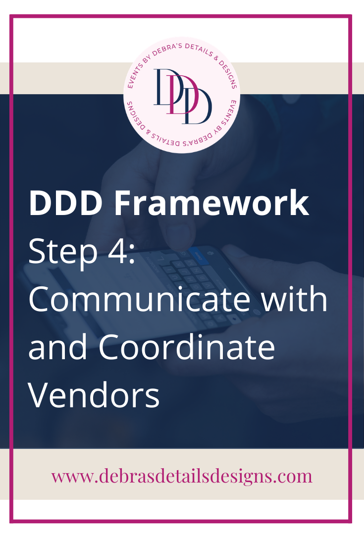 DDD Framework: Step 4 – Communicate with and Coordinate Vendors — Debra ...