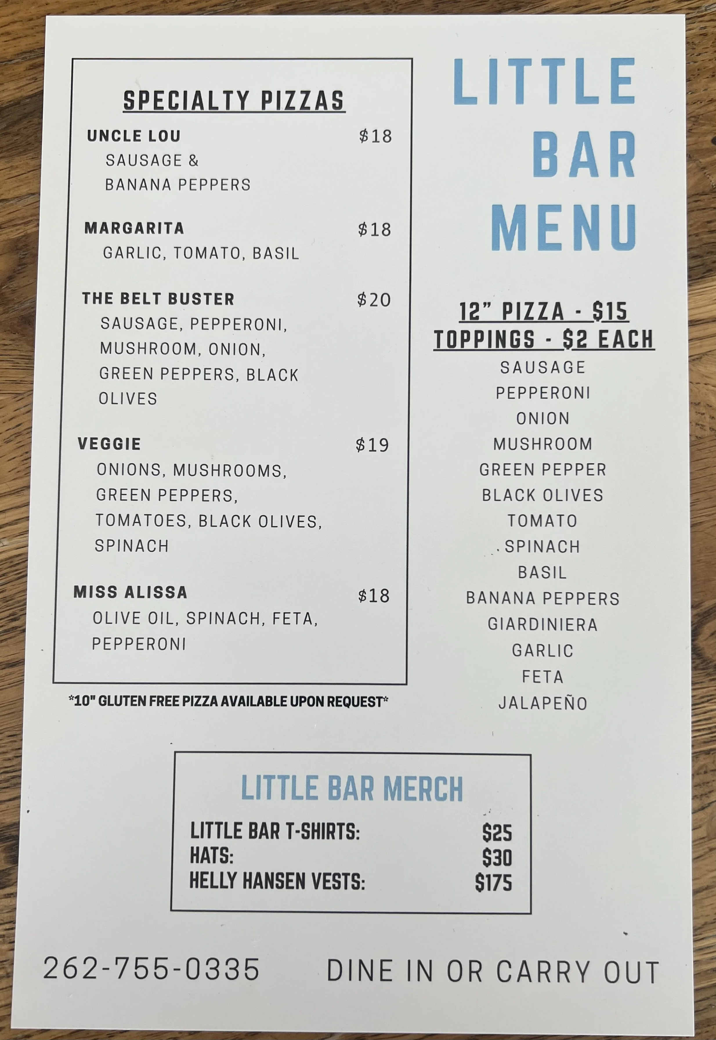 Menu — Little Bar