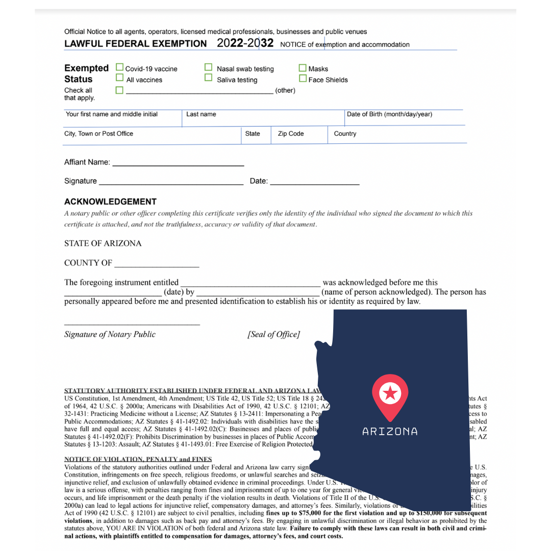 LEGAL FEDERAL RELIGIOUS EXEMPTION (AZ) — THE HEALTHY AMERICAN.org