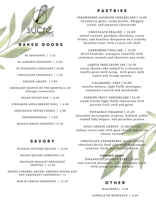 Menu — Sucre Table