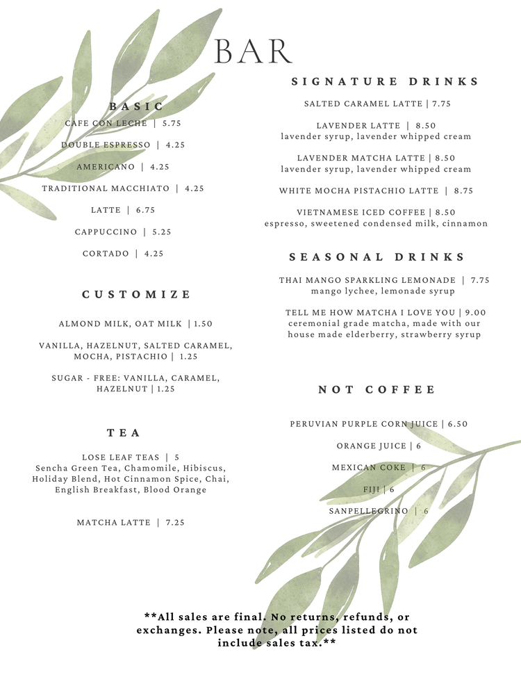 Menu — Sucre Table