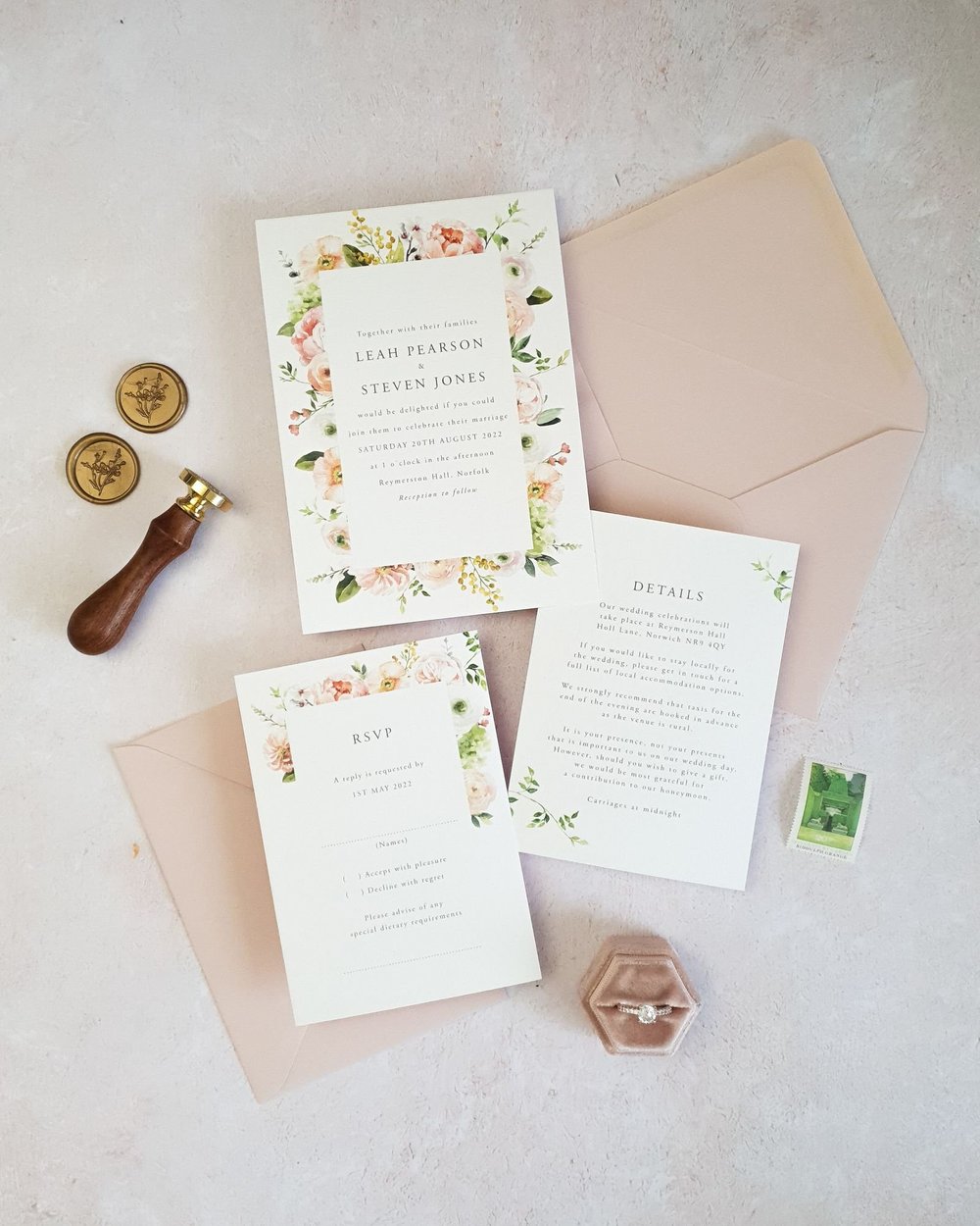 Floral Wedding Invitations | Spring | Silk & Ink Designs