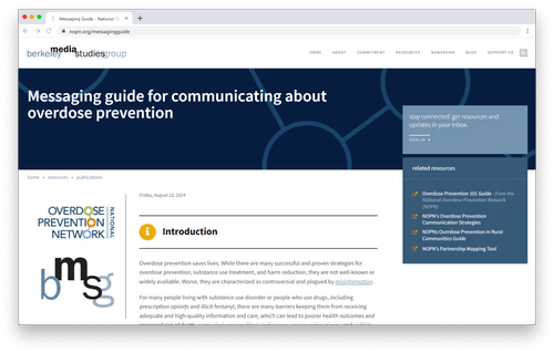 Messaging Guide — National Overdose Prevention Network