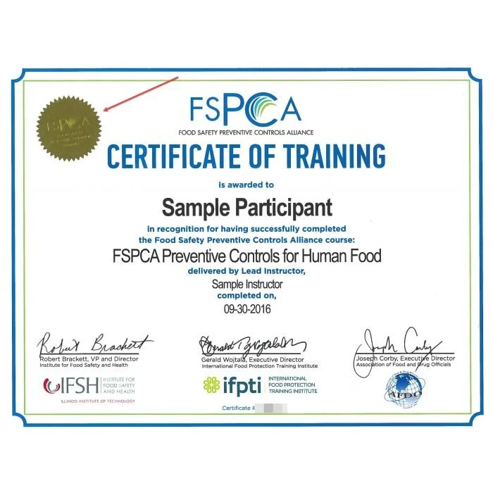 FSPCA Human Food Participant Manual V1.2 — IFPTI