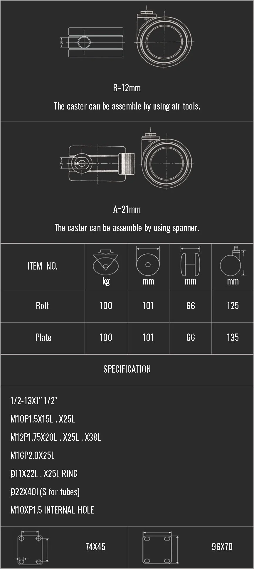 KT(SD)-100(PU) — K.Y.C Caster