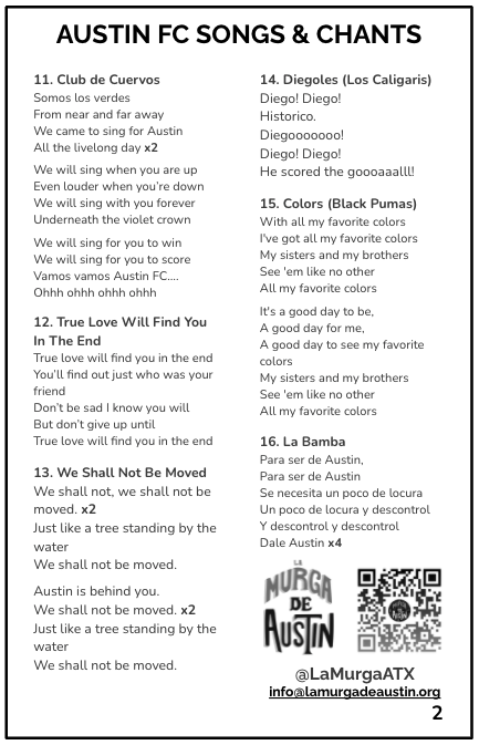 Austin FC Songs & Chants | Los Verdes — Los Verdes | Austin, TX