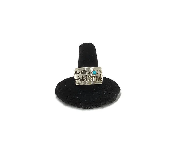 Storyteller Sterling Silver Ring with Turquoise stone — Chee's Indian Store