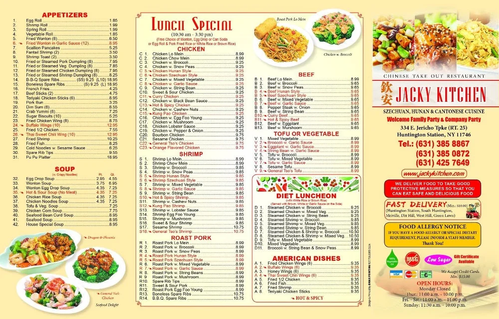 Jacky Kitchen Menu — Jacky Kitchen