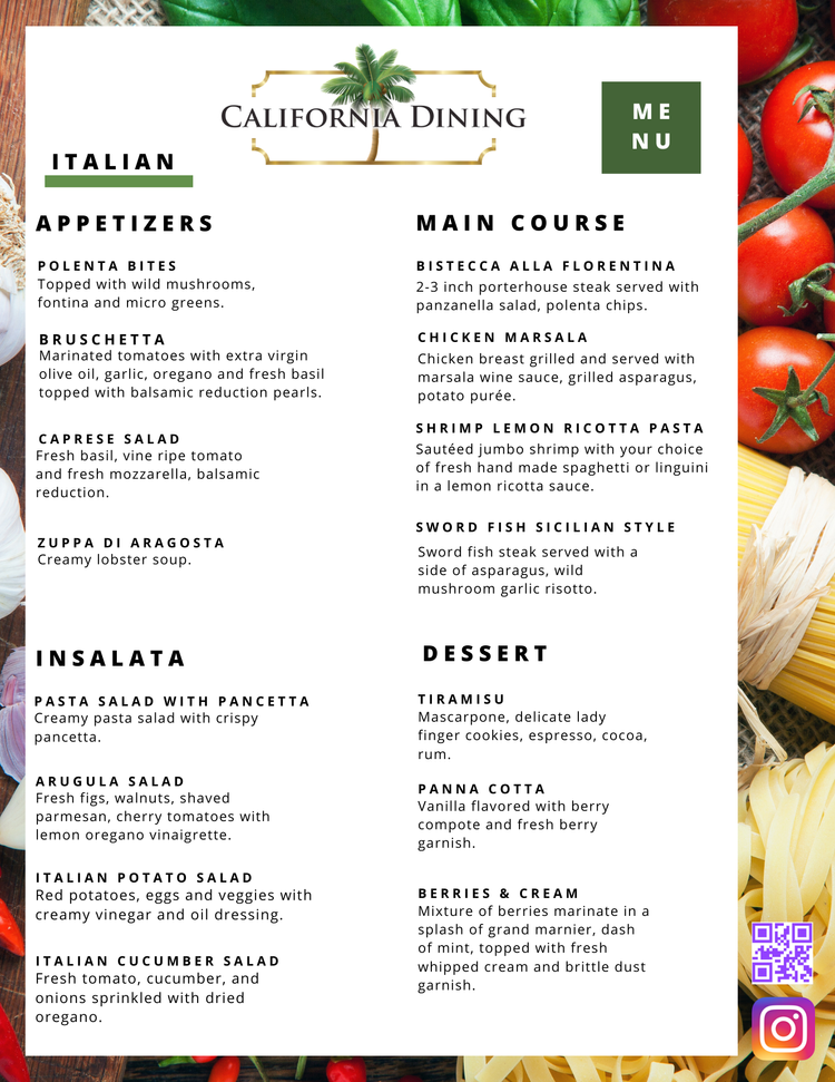 Chef-Crafted Menus — California Dining