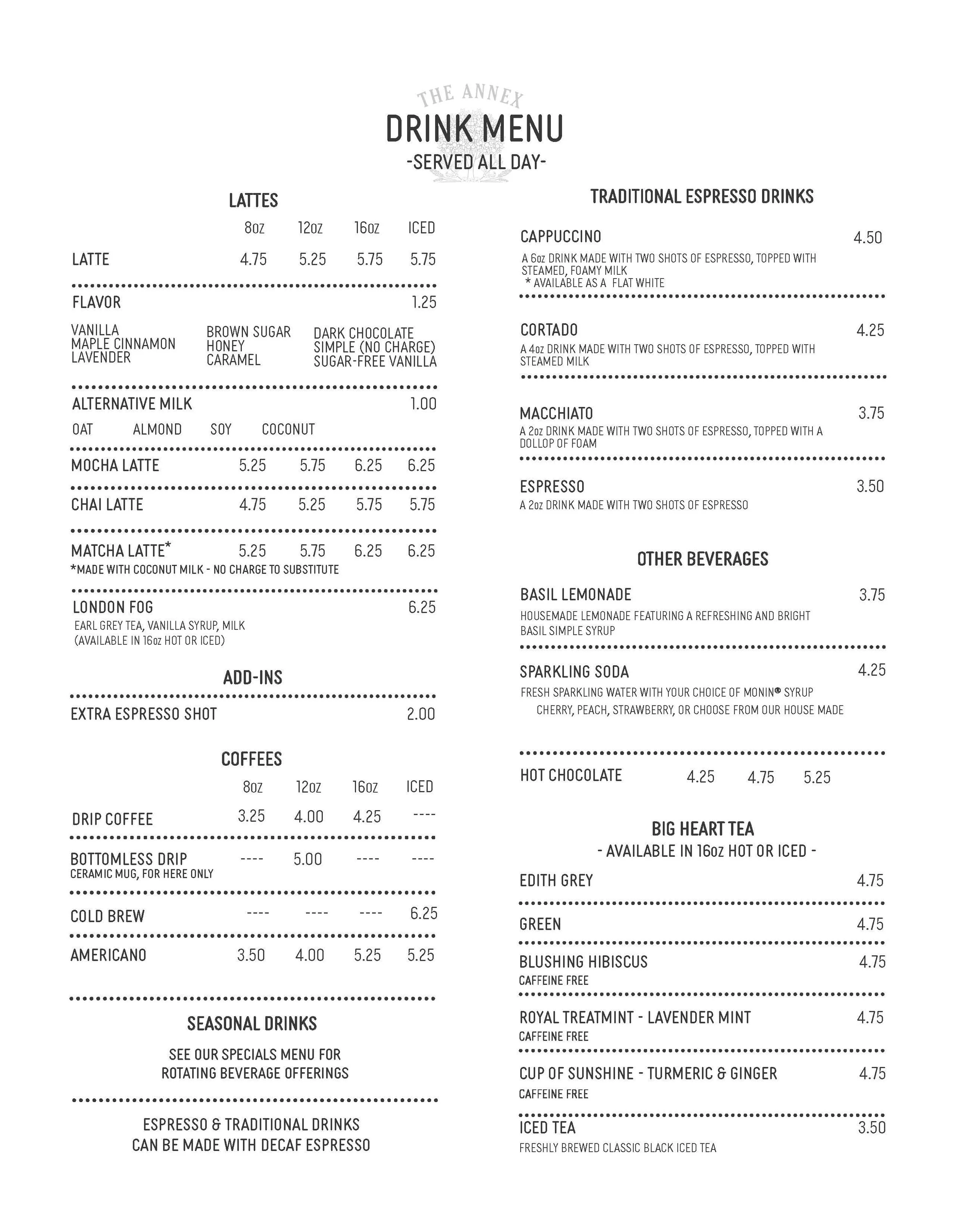 The Annex Menu | Coffee, Deli, Cocktails & Ice Cream Webster Groves ...
