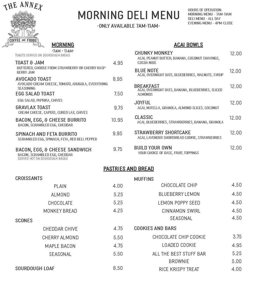 The Annex Menu | Coffee, Deli, Cocktails & Ice Cream Webster Groves ...