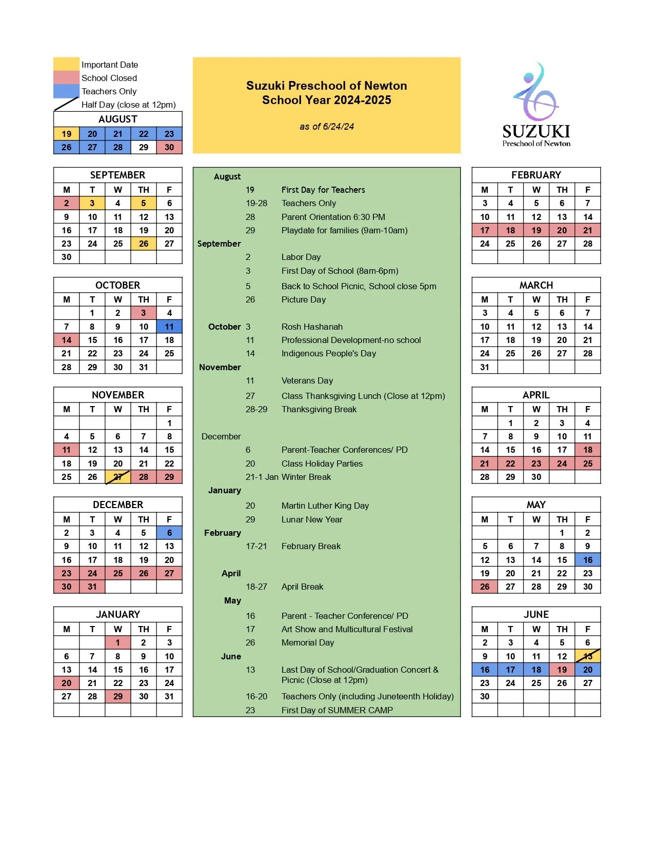 Calendar — Suzuki School of Newton