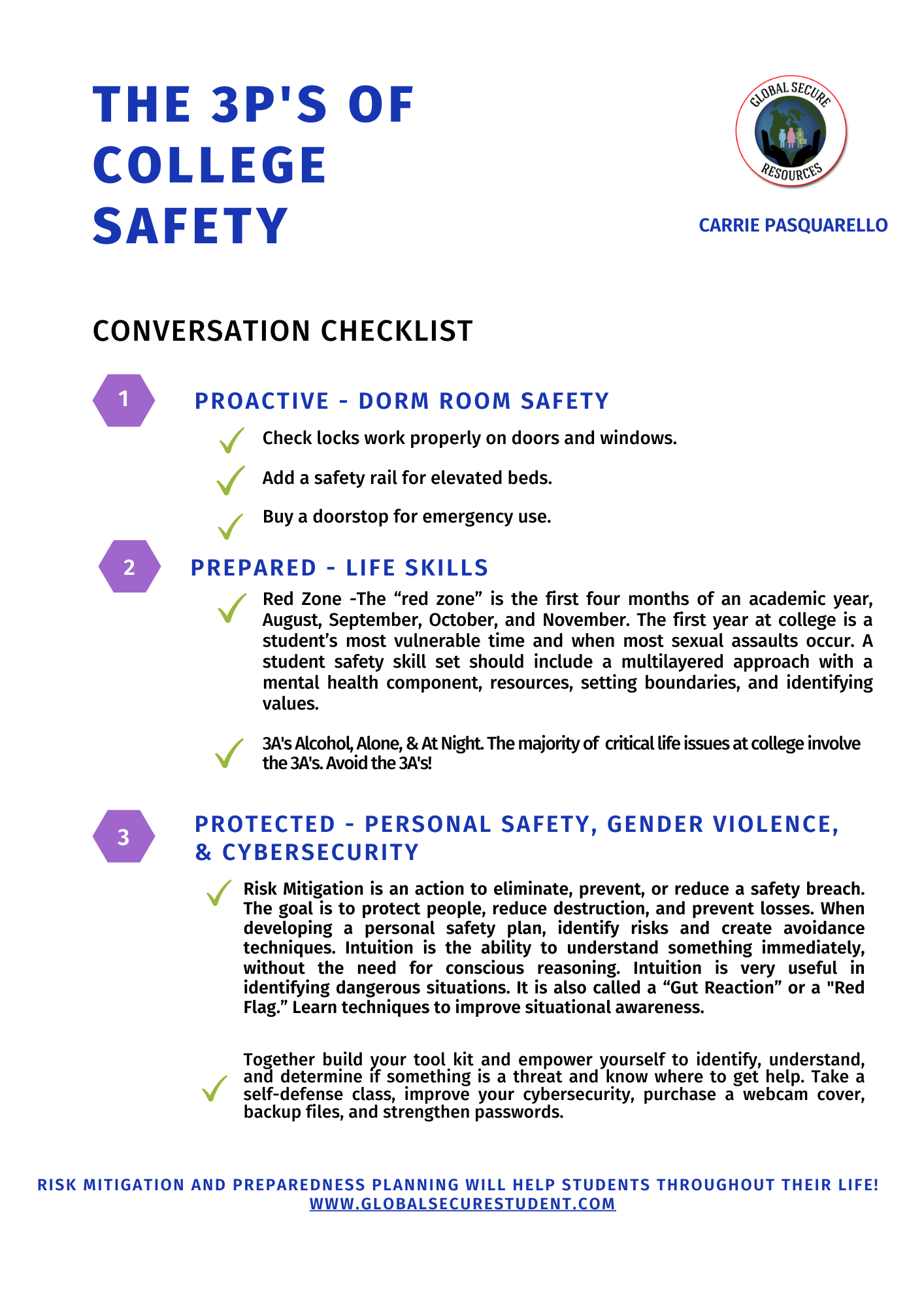 The 3P's of College Safety — Global Secure Student
