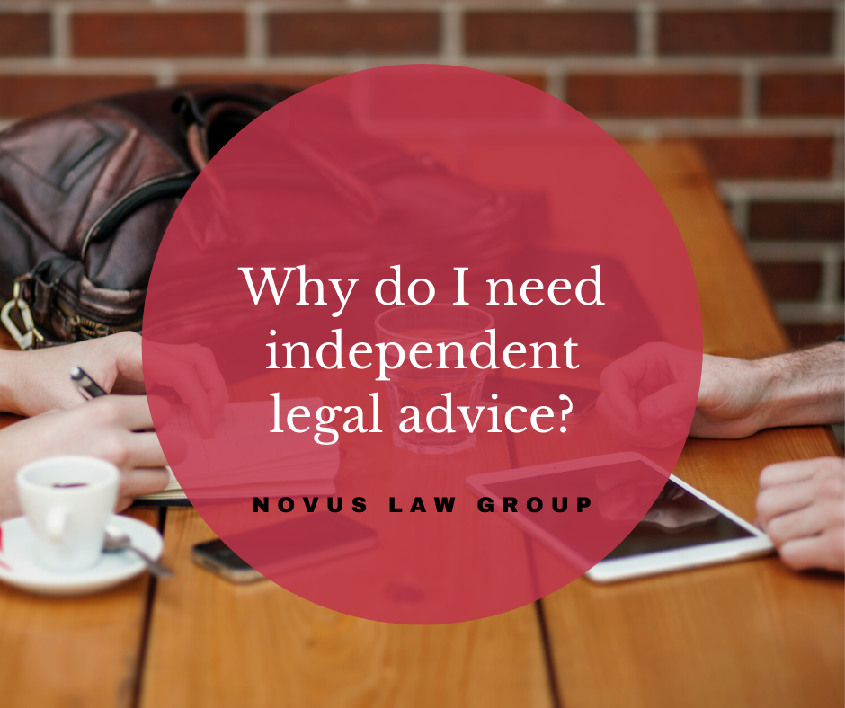 Why do I need independant legal advice? — Novus Law Group
