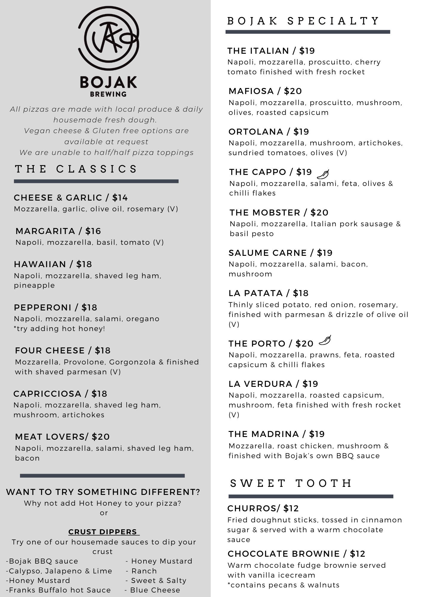 Food Menu — Bojak Brewing