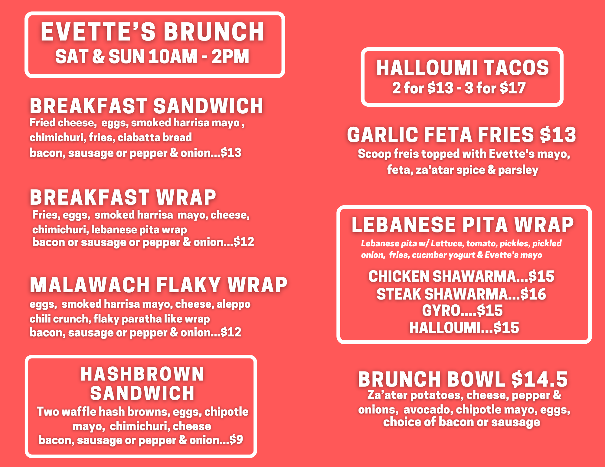 Menu — Evette's Chicago