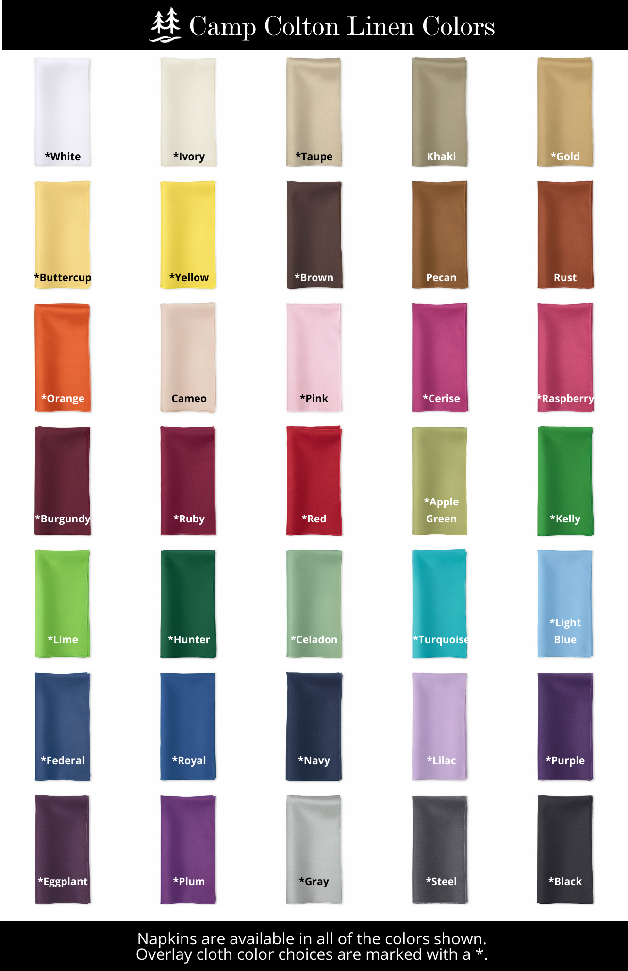 Linen Color Choices — CAMP COLTON