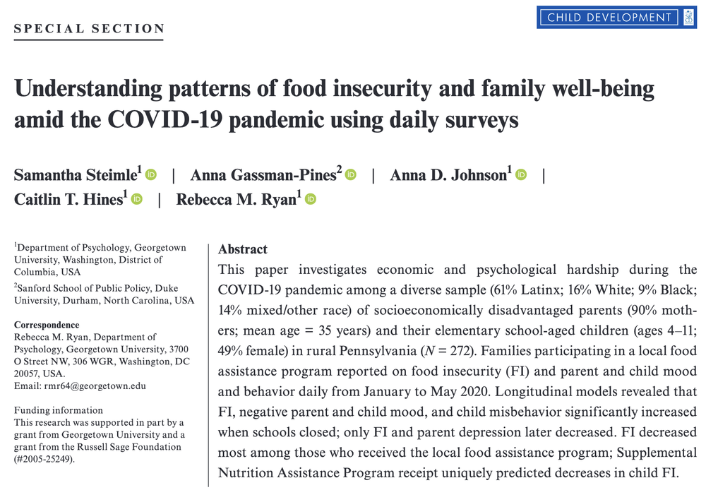 Food Insecurity — Child Development and Social Policy Lab