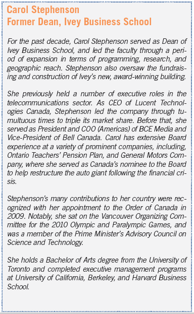 Interview: Carol Stephenson | Ivey Business Review