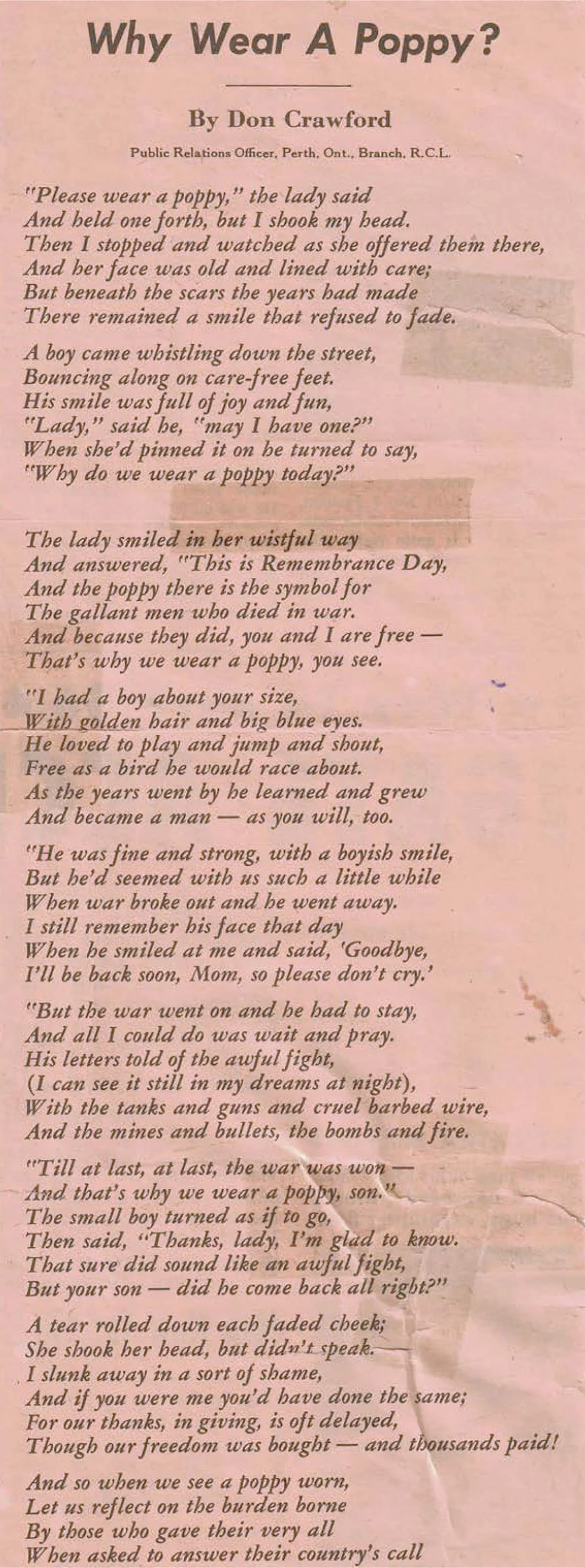 Why Wear A Poppy? — Your West Central Voice