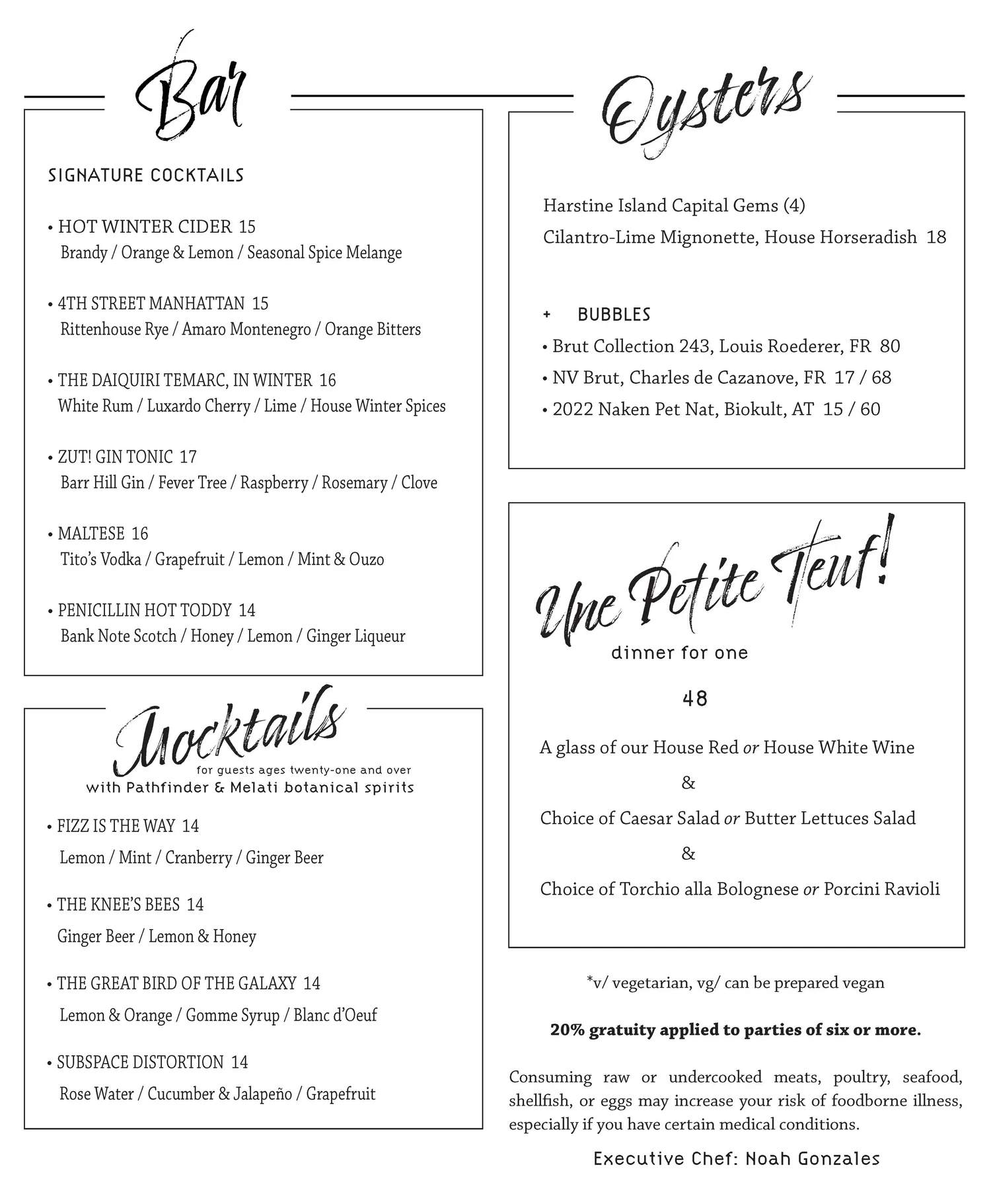 Menu — ZUT! on fourth