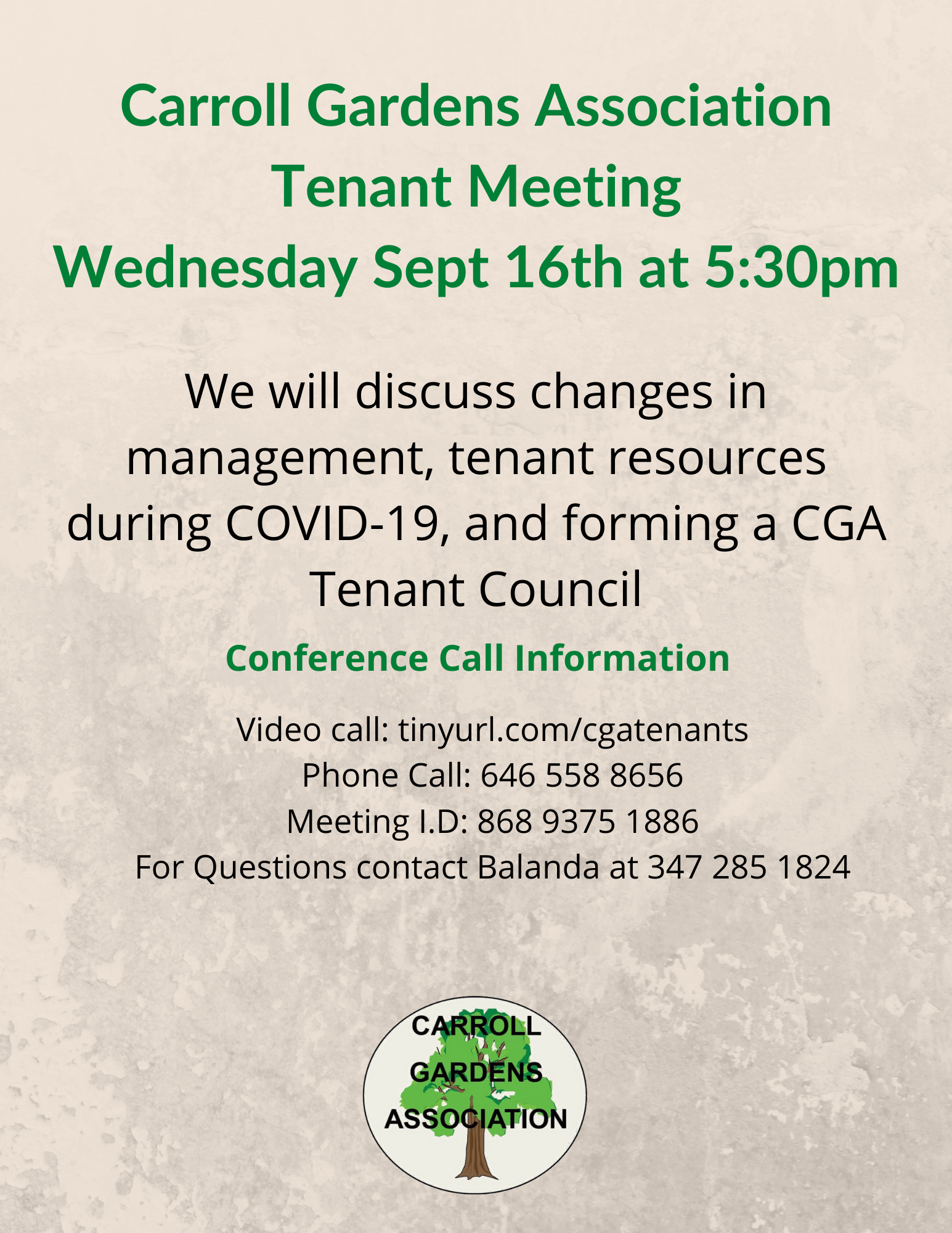 CGA Tenant Meeting — Carroll Gardens Association