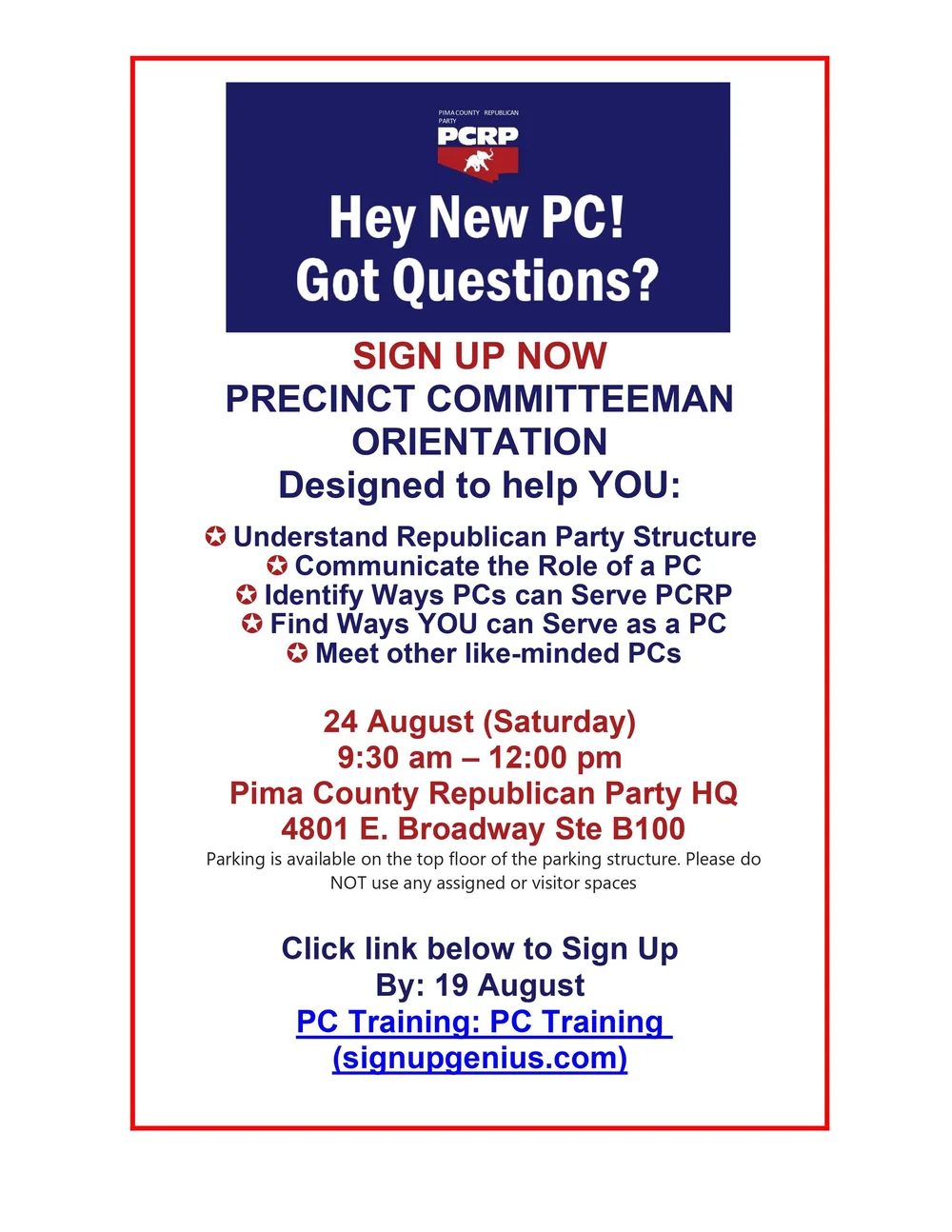 UPCOMING EVENTS — Pima County Republican Party