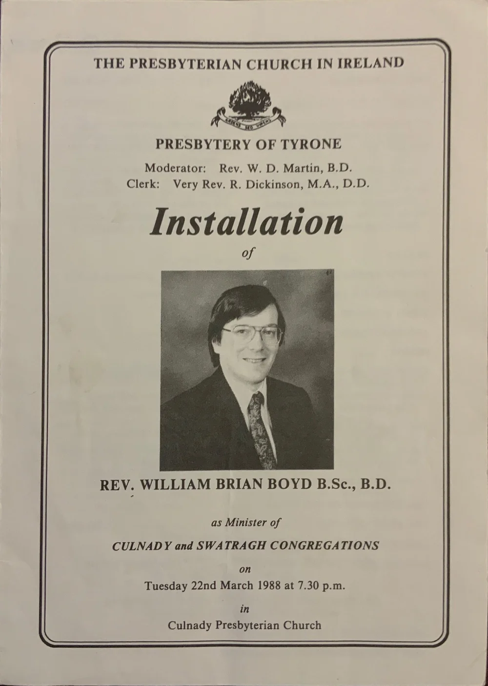 Rev. Boyd — Culnady and Swatragh PCI