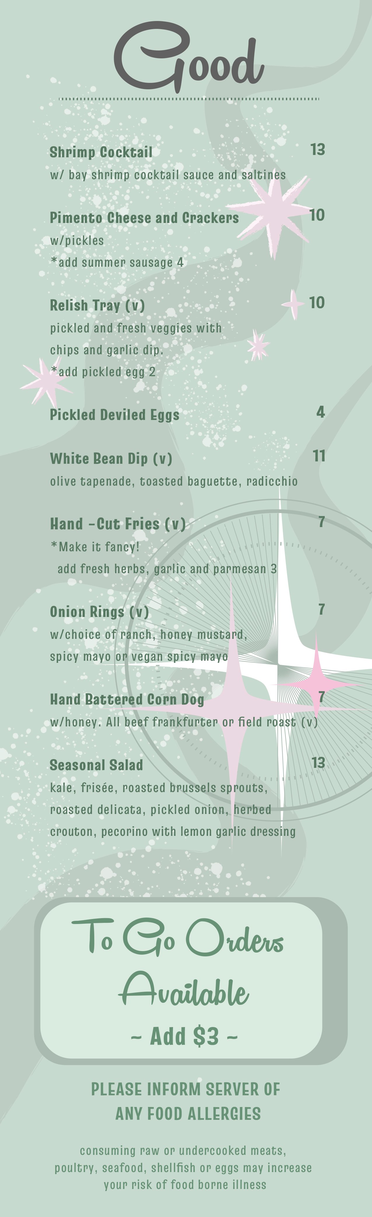 Menu — The Lift Off Lounge