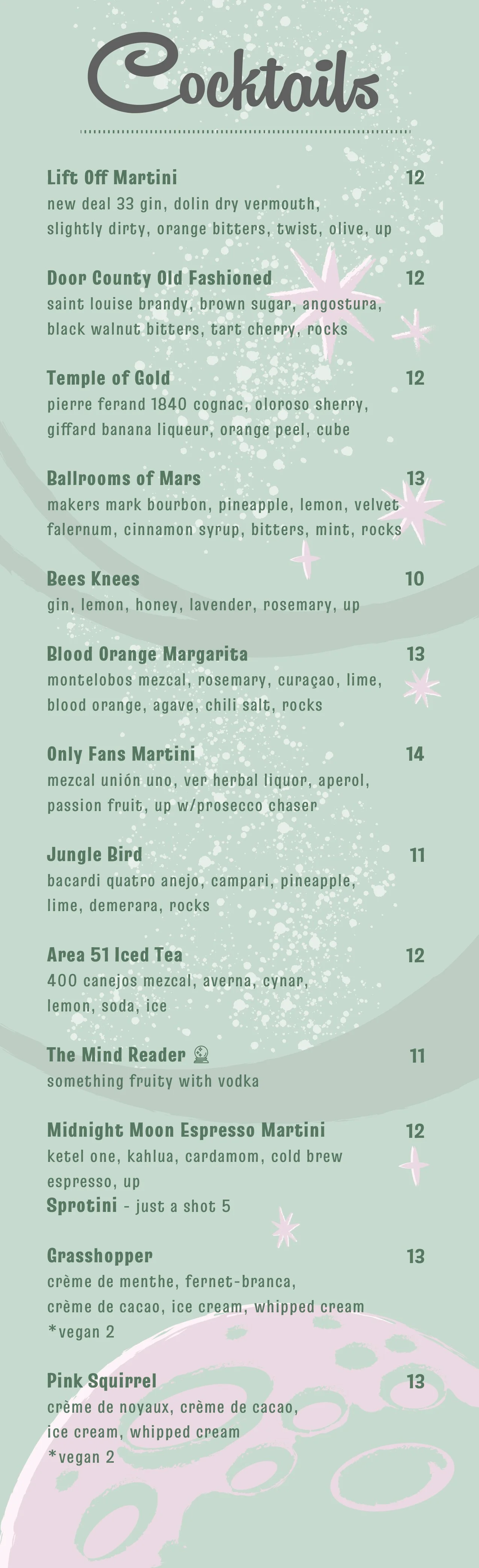 Menu — The Lift Off Lounge