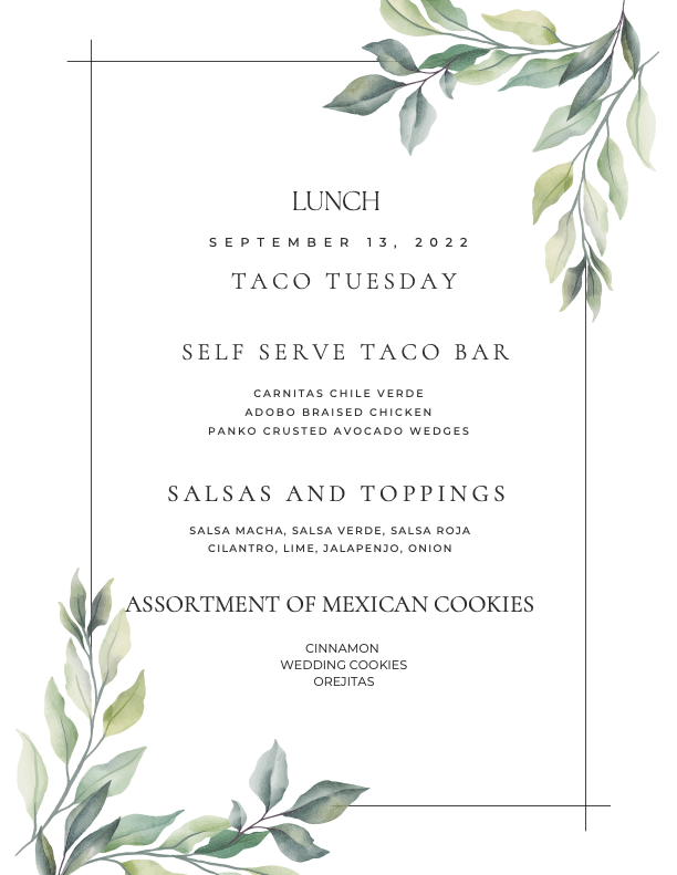 Menus — MOUNTAIN LOTUS PROVISIONS