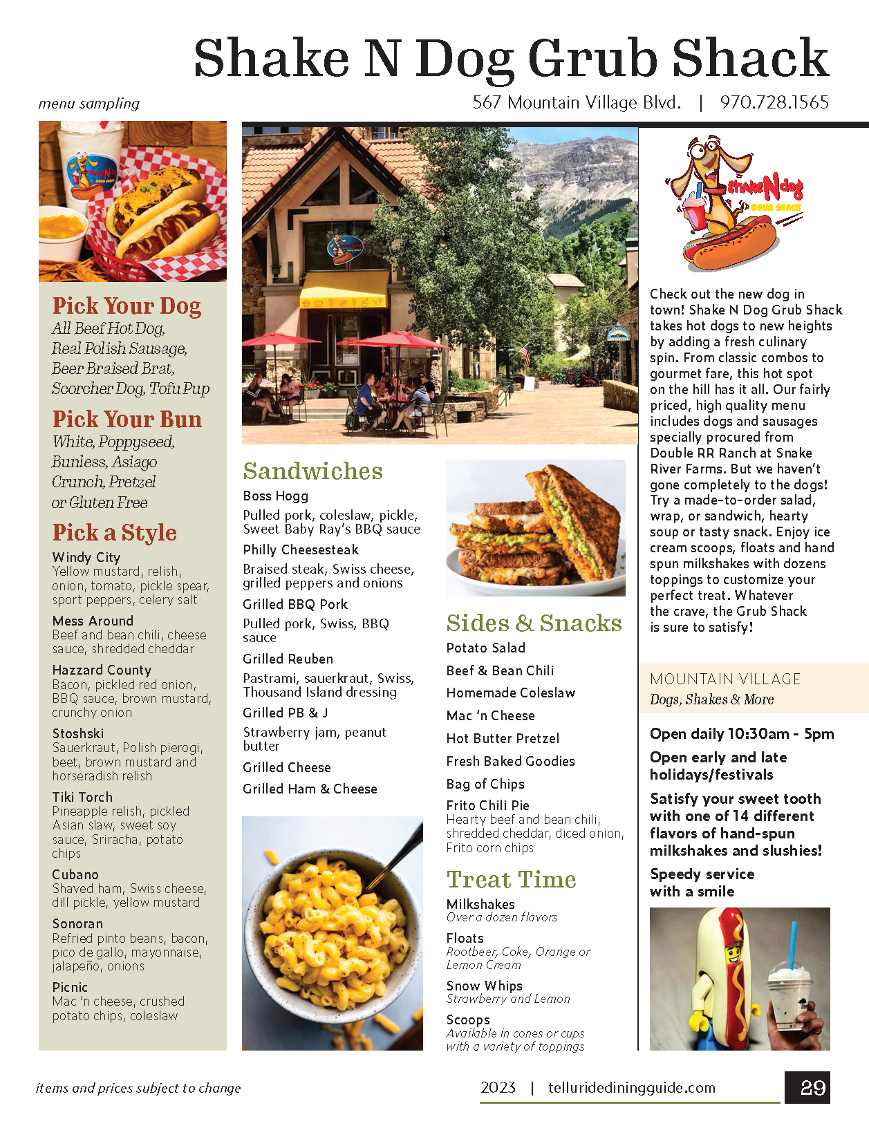 Shake N Dog Grub Shack — Telluride Dining Guide