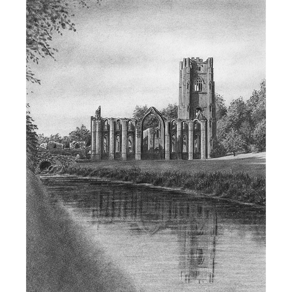 'Fountains Abbey II'' Original Pencil Drawing — Nolon Stacey