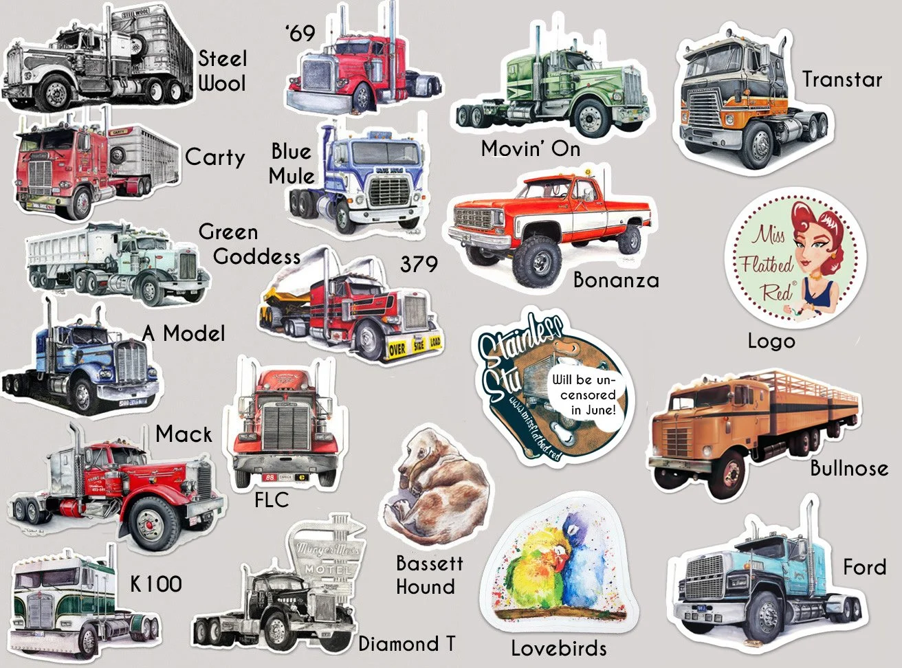 Stickers — Miss Flatbed Red