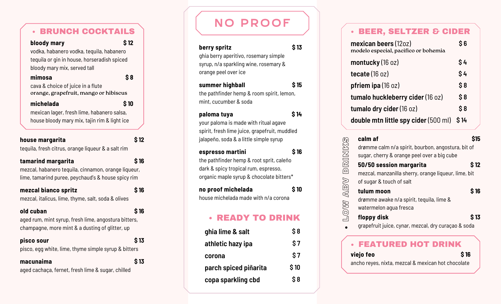 Brunch Beverages & Everything All Day — Bar Carlo