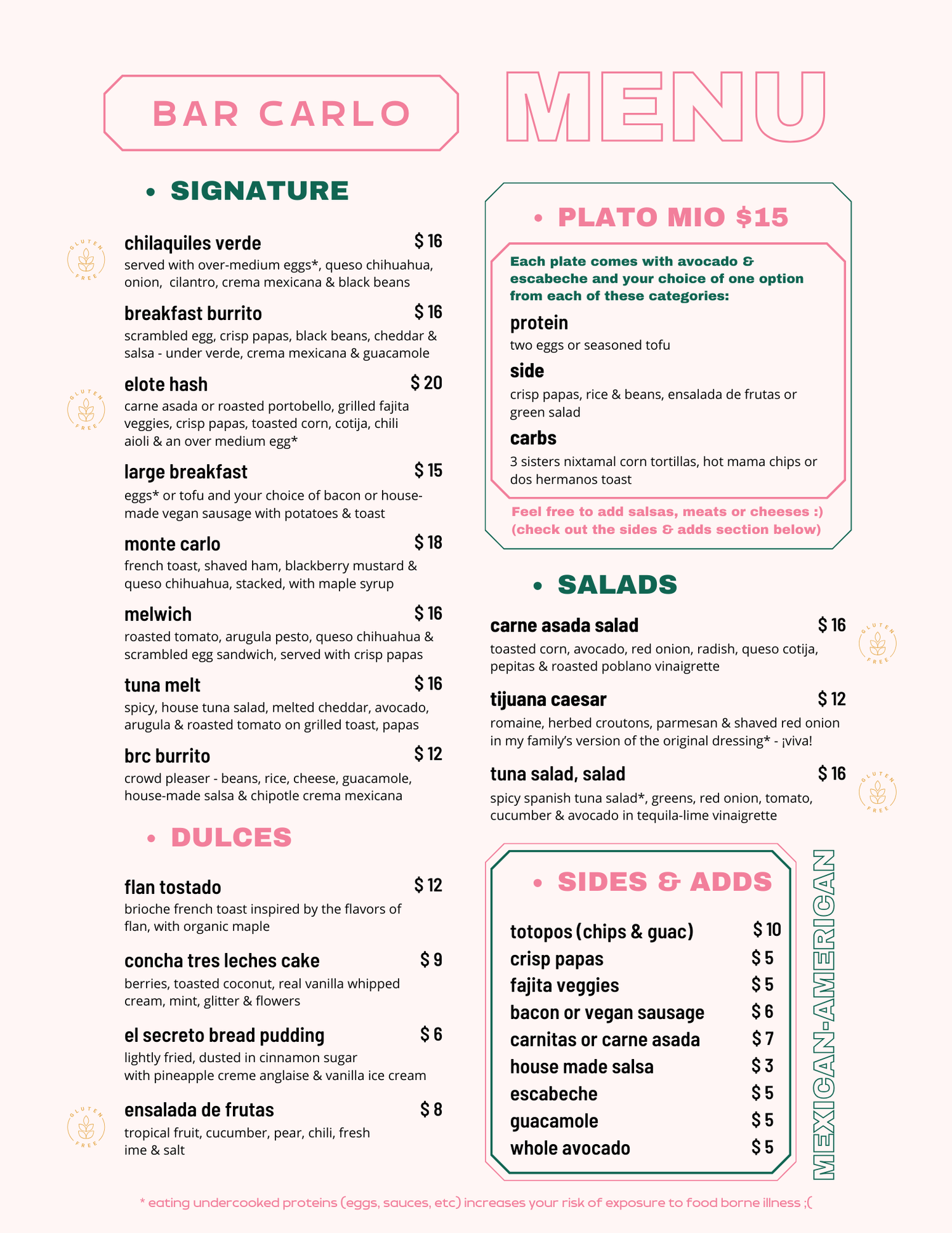 Brunch Beverages & Everything All Day — Bar Carlo