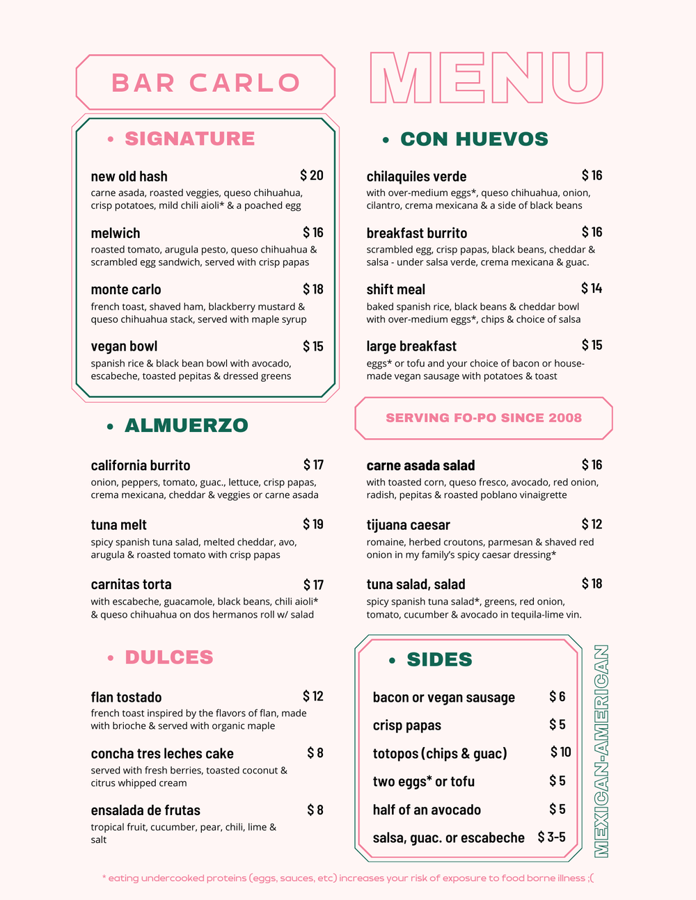 Brunch at Bar Carlo — Bar Carlo