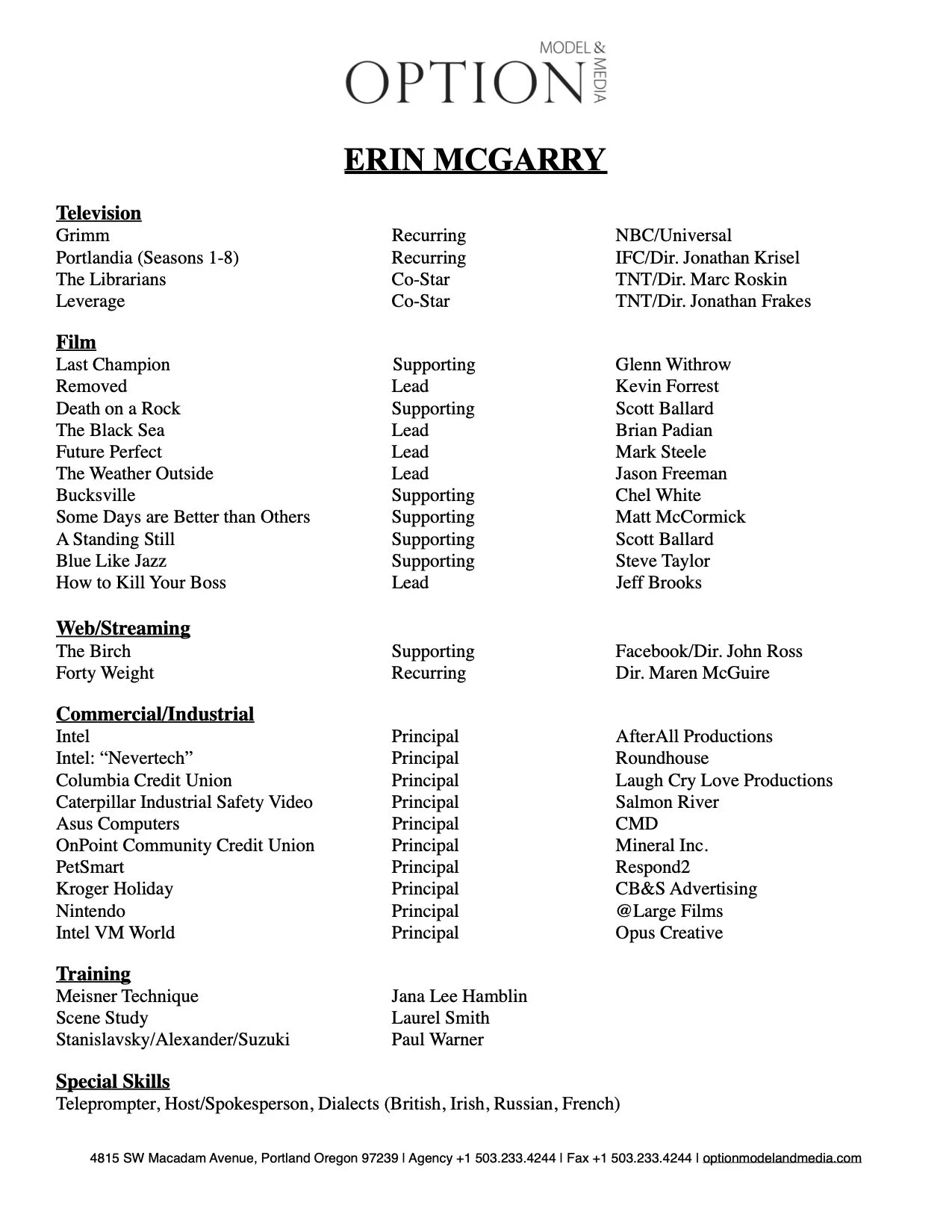 resume — Erin McGarry